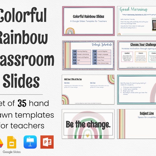 Colorful Rainbow Google Slides Template for Teachers - Etsy