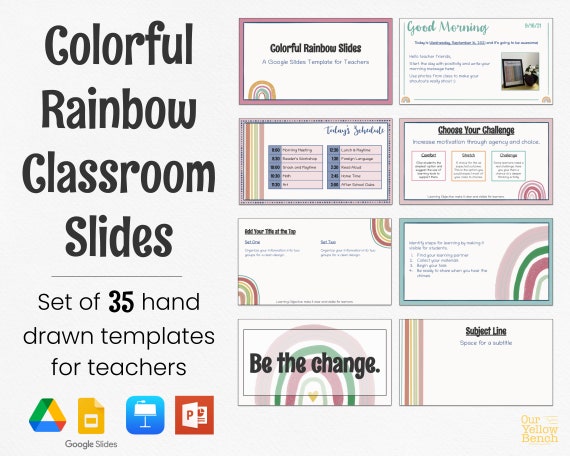 Colorful Rainbow Google Slides Template for Teachers - Etsy