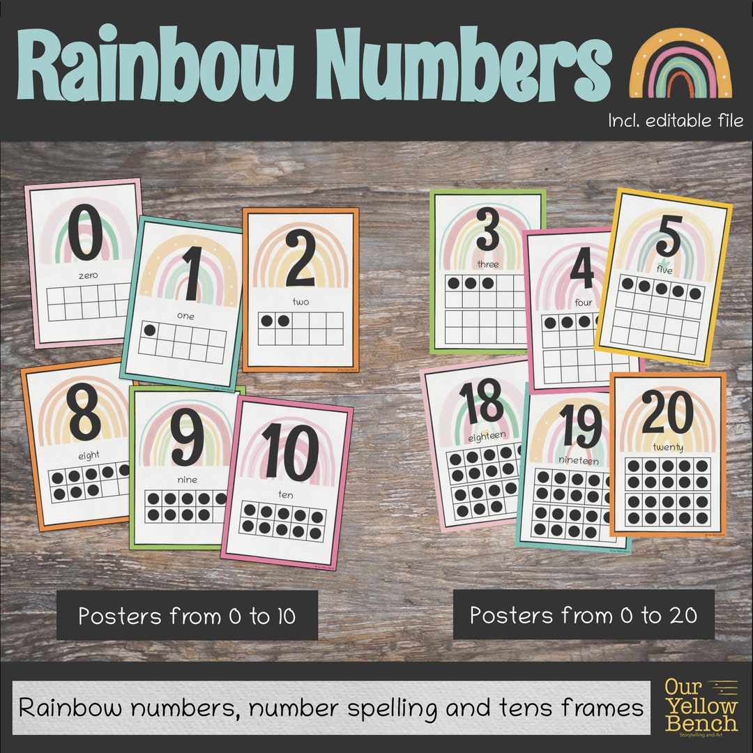 Bright Numbers With Tens Frames (0-10 and 0-20) - Etsy