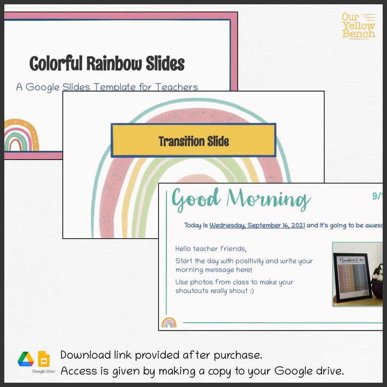 Colorful Rainbow Google Slides Template for Teachers - Etsy