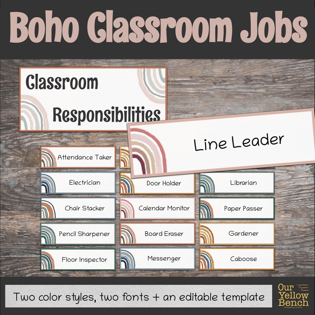 Boho Classroom Jobs - Etsy