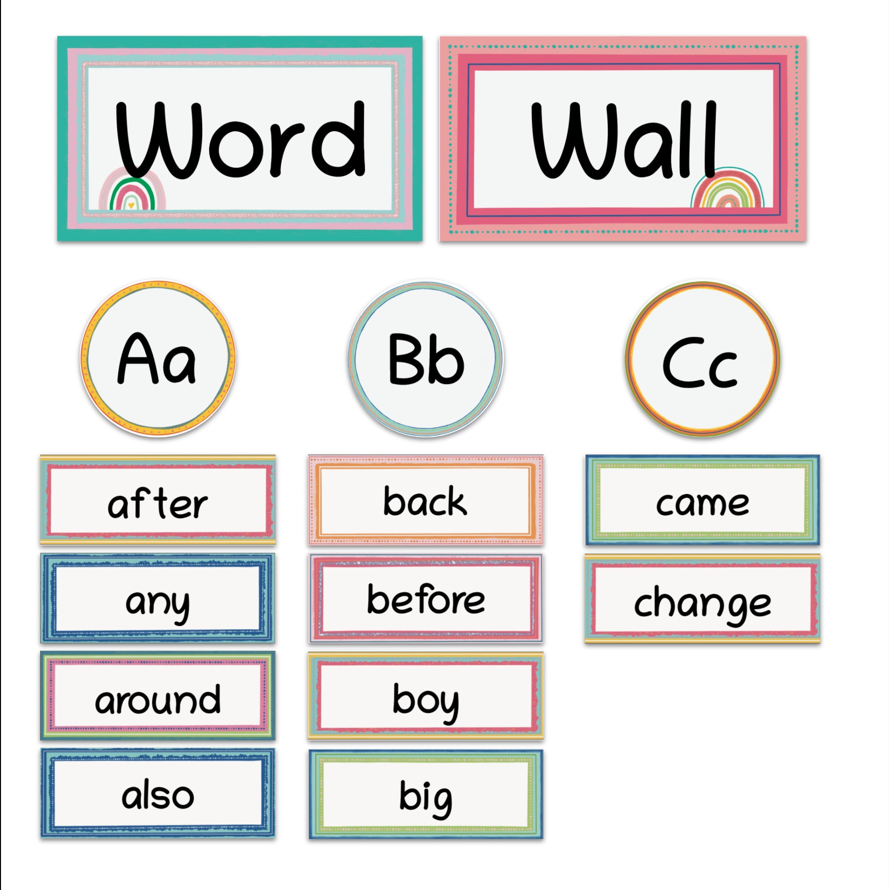 Bright Rainbow Sight Words - Second 100 - Etsy