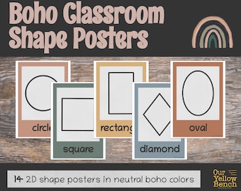 Boho 2D Shape Posters EDITABLE Boho Classroom Decor Digital Download - Etsy