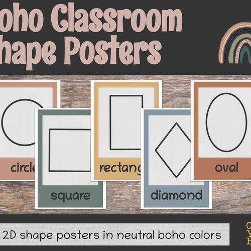 Modern Boho Rustic 2D & 3D Shape Posters Neutral Classroom - Etsy