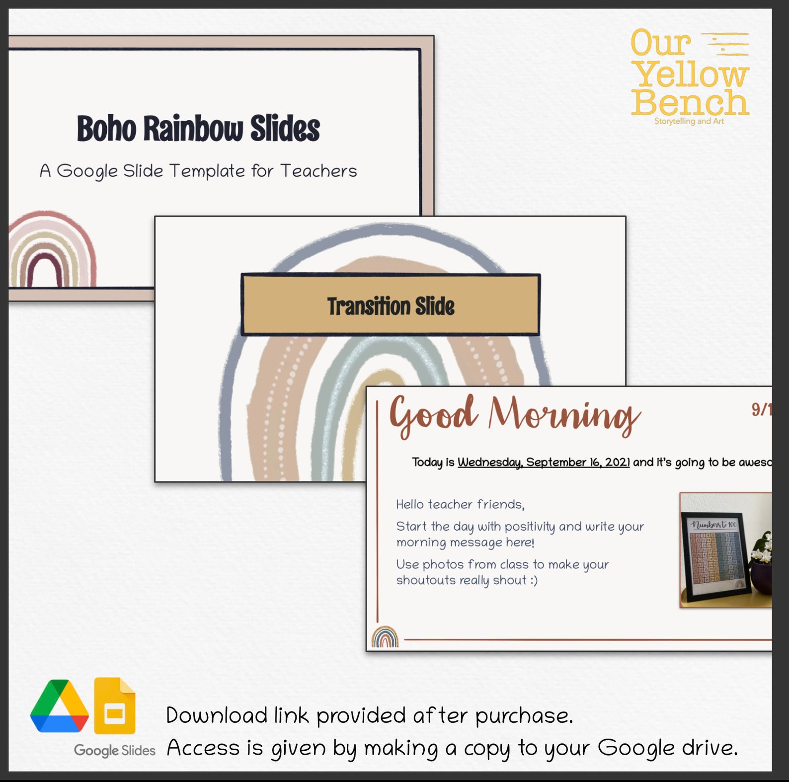 Boho Rainbow Slides Template for Teachers - Etsy