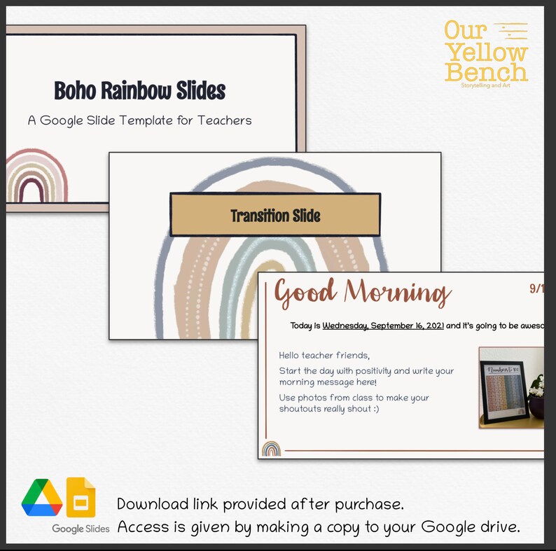 Boho Rainbow Slides Template for Teachers - Etsy
