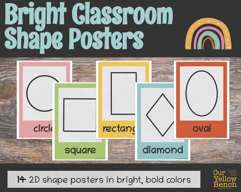 Bright Classroom 2D Shape Posters - Etsy