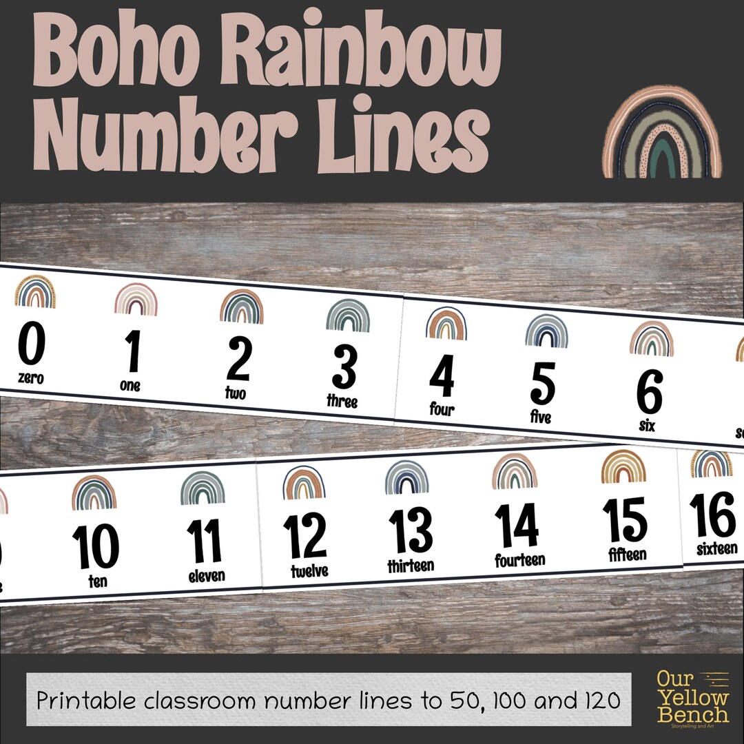 Boho Rainbow Number Line - Numberline 0-120 - Boho Classroom Decor ...