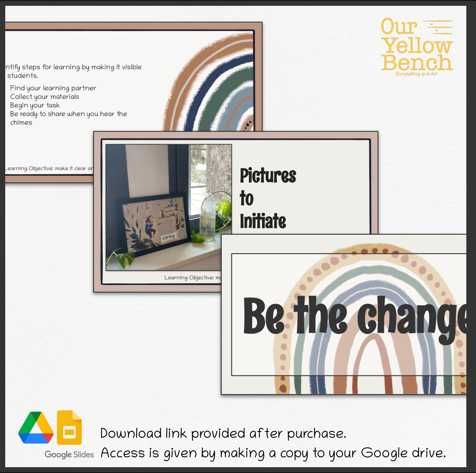 Boho Rainbow Slides Template for Teachers - Etsy