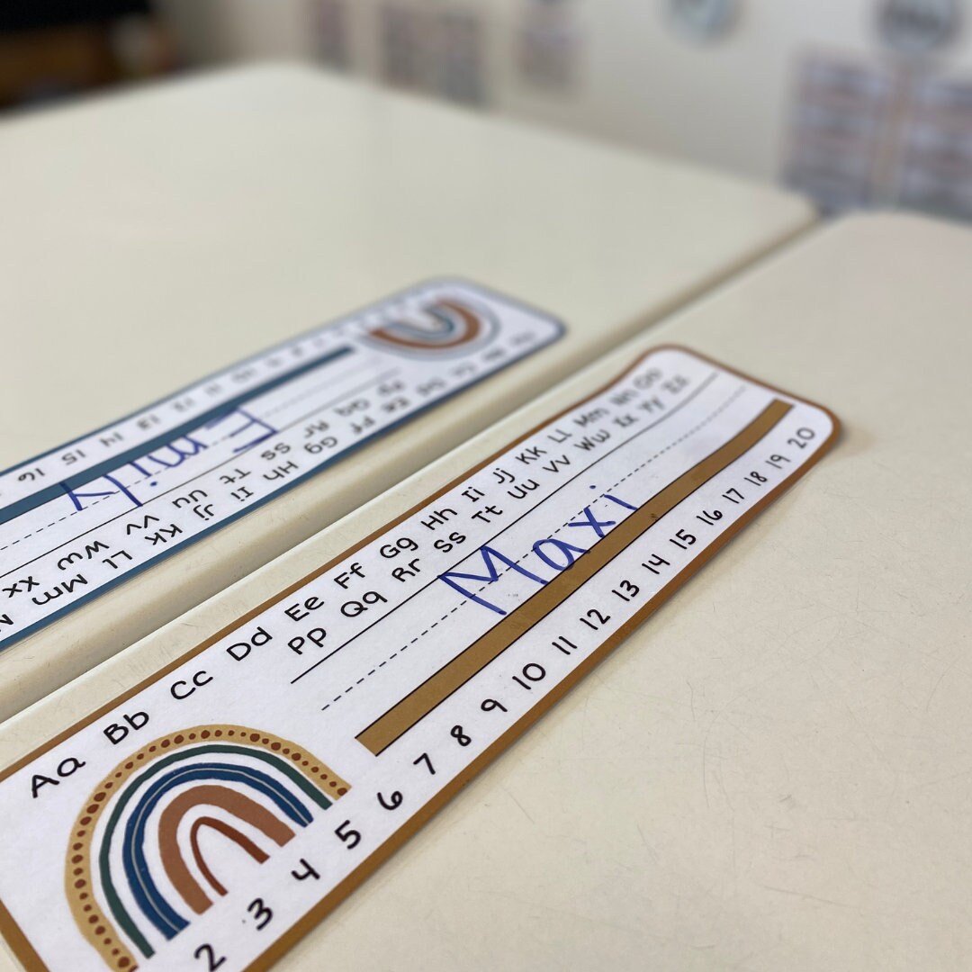 Boho Rainbow Desk Tags Desk Name Tags Elementary School | Etsy