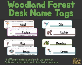 Forest Classroom Desk Plates & Name Tags Out of the Woods - Etsy