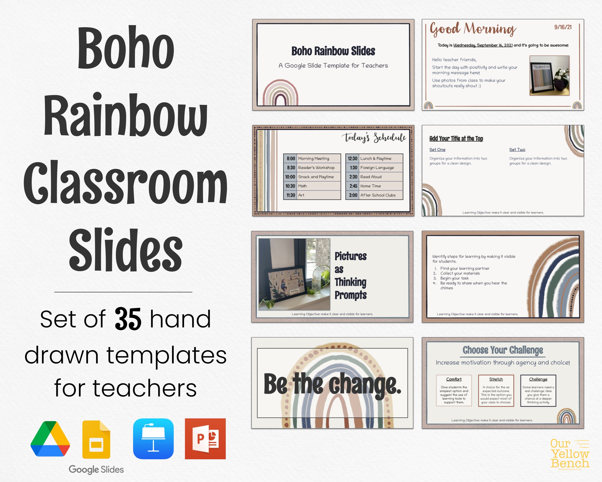 Boho Rainbow Slides Template for Teachers | Etsy