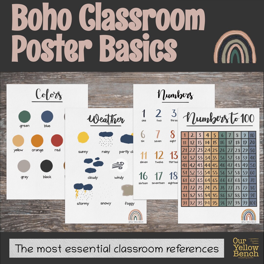 Boho Classroom Poster Basics - Etsy