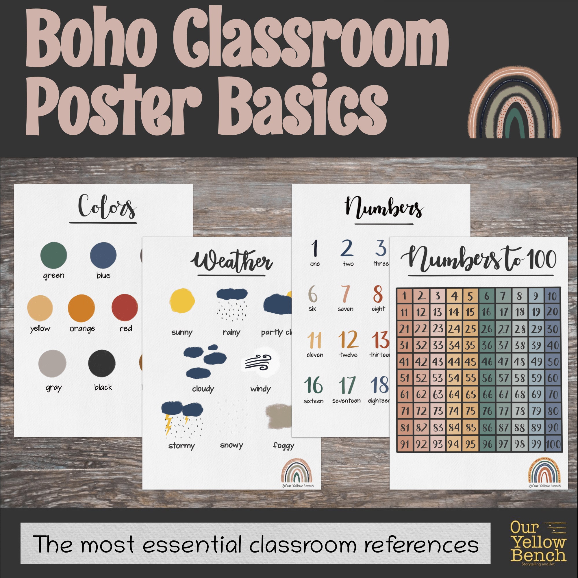 Boho Classroom Poster Basics - Etsy