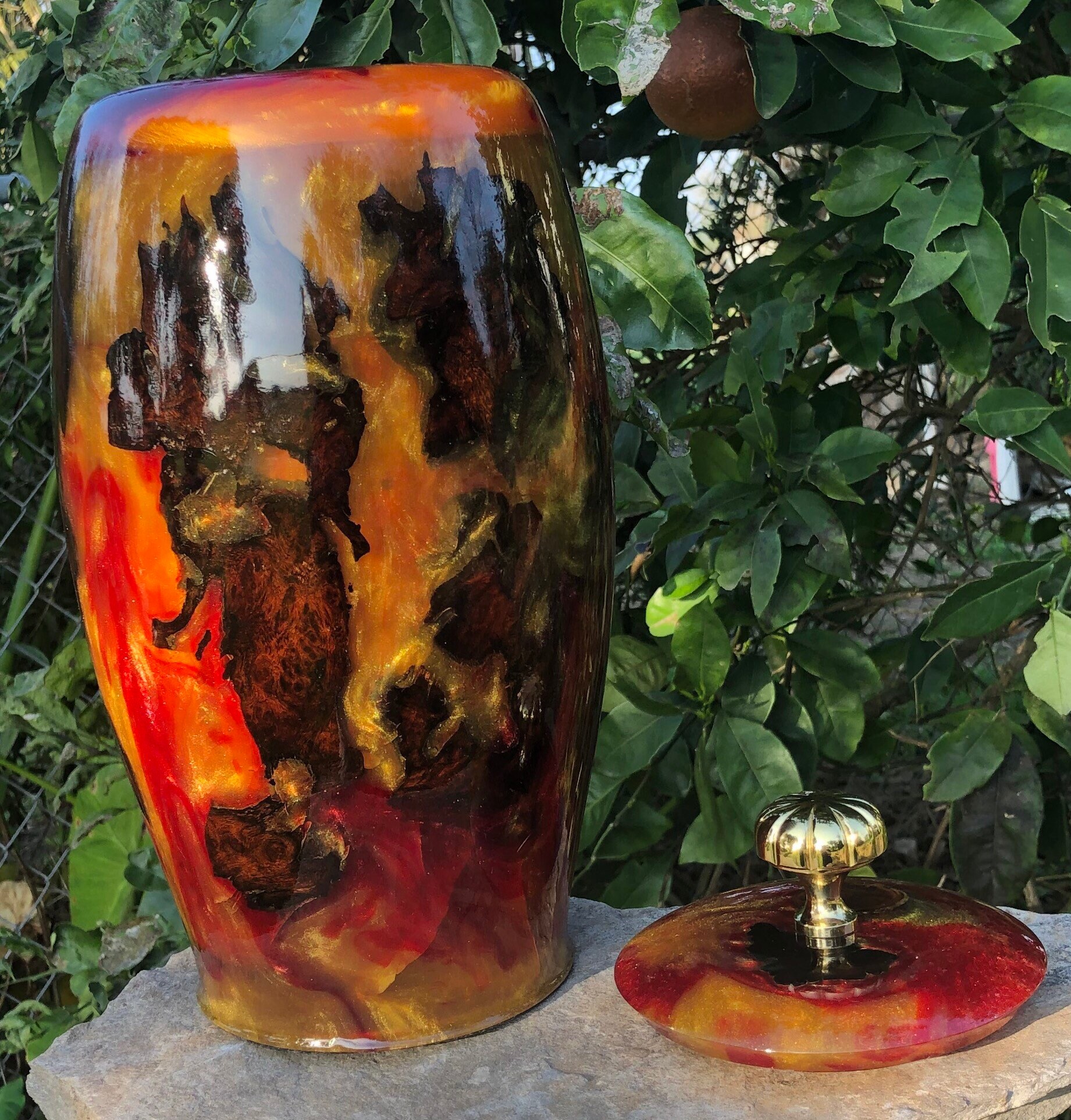Beautiful, Large, Handmade, Wood and Resin Urn - Etsy UK