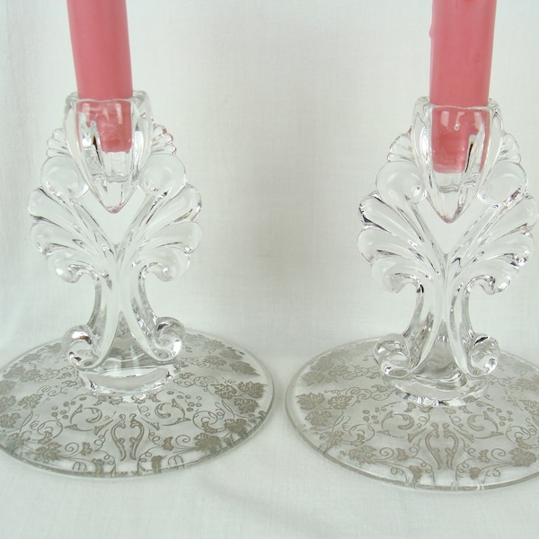 Etched Glass Taper Candle Holder - Etsy