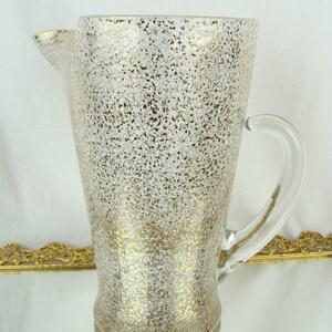Vintage Gold Splatter Glass Pitcher Mid Century Barware 60s Large ...