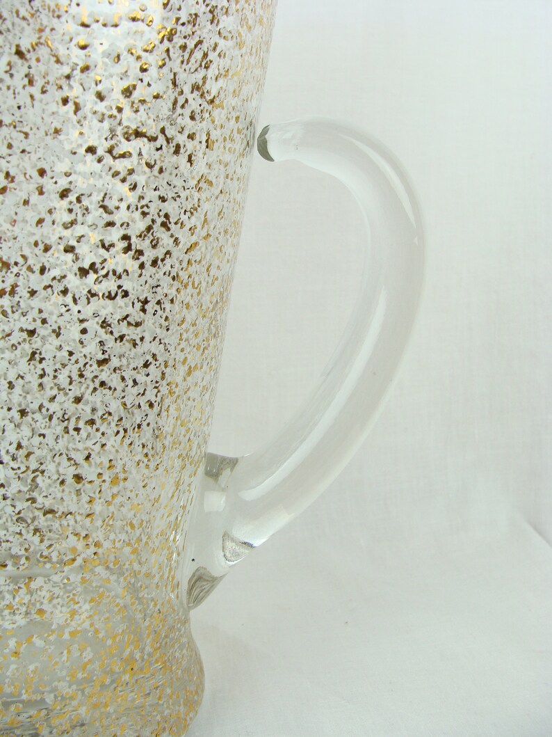 Vintage Gold Splatter Glass Pitcher Mid Century Barware 60s Large ...