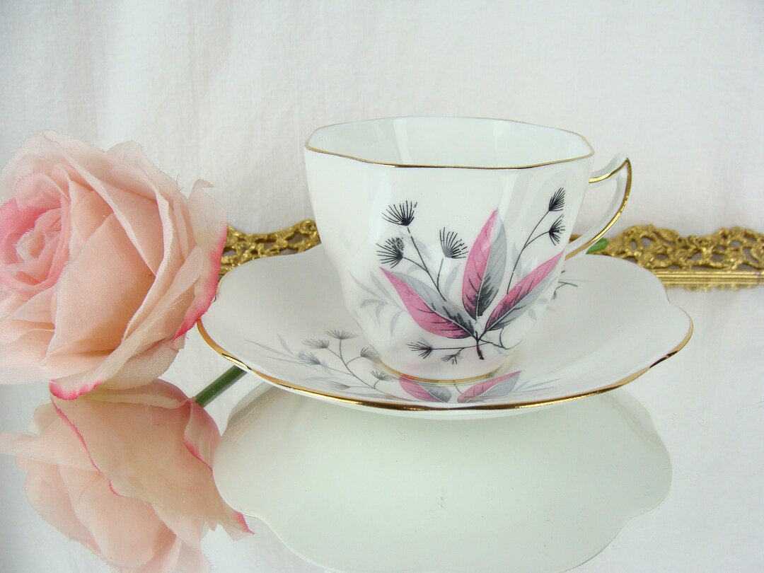 Vintage Tea Cup and Saucer Set 50s Bone China Made in England Mid ...