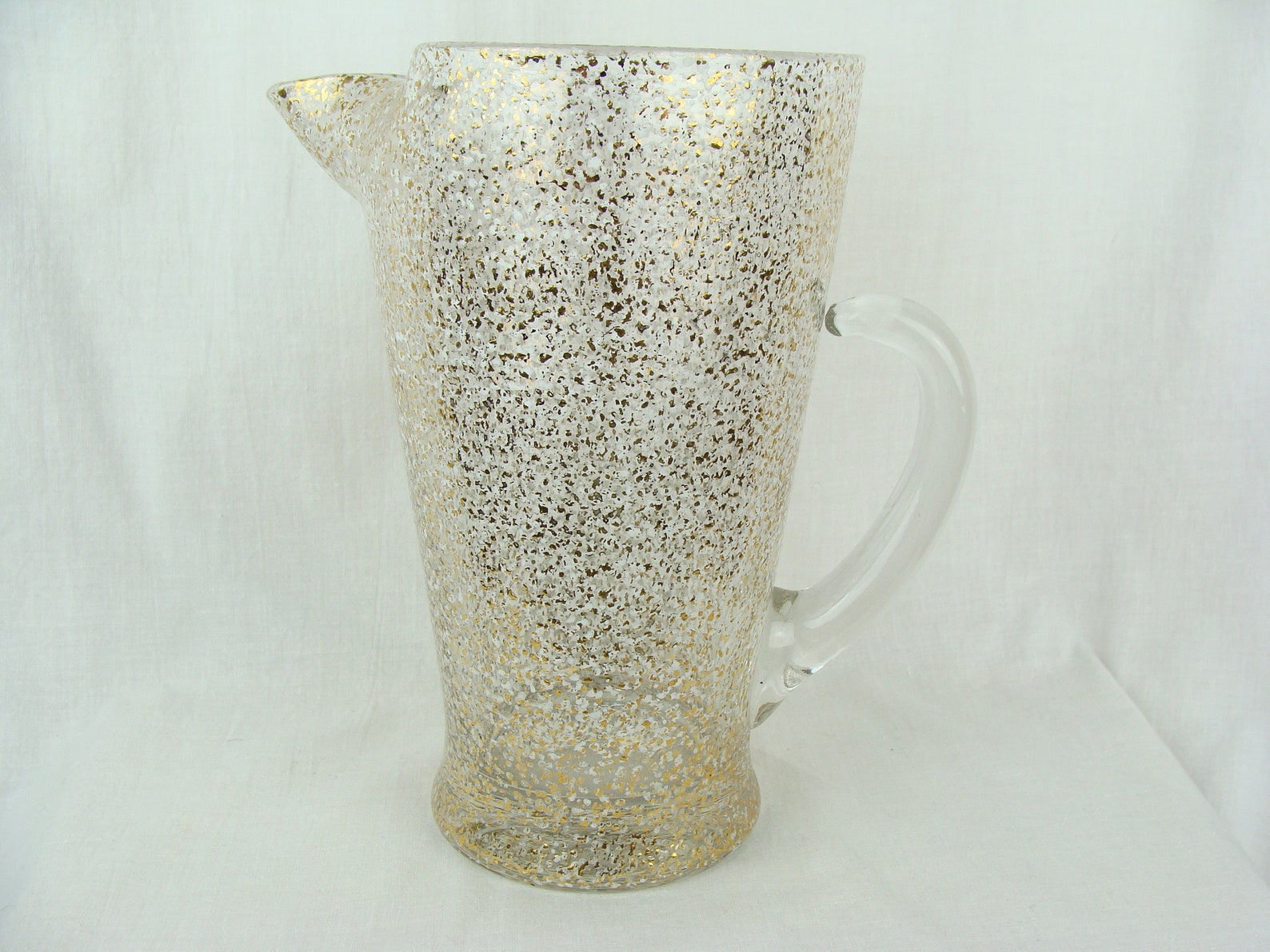 Vintage Gold Splatter Glass Pitcher Mid Century Barware 60s Large ...