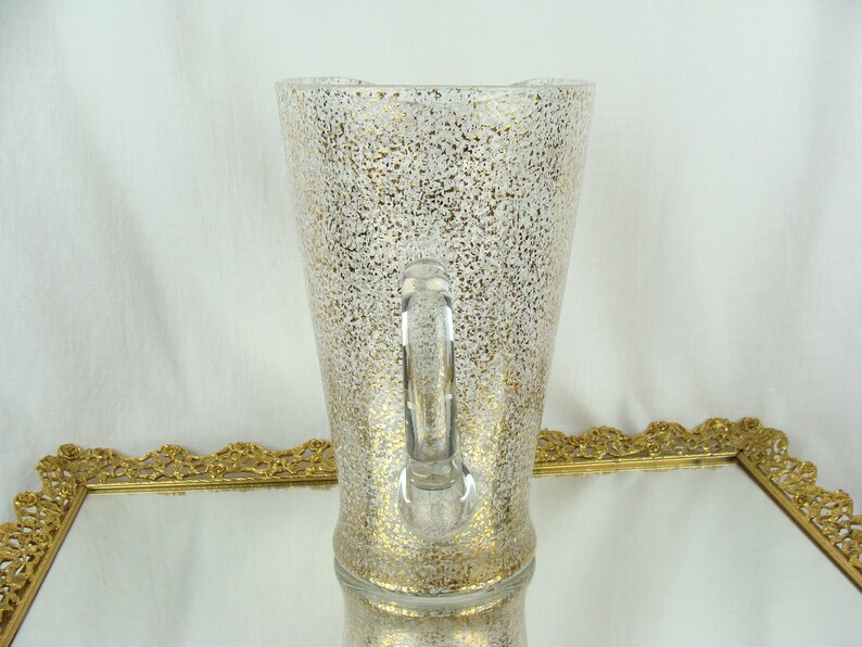 Vintage Gold Splatter Glass Pitcher Mid Century Barware 60s Large ...