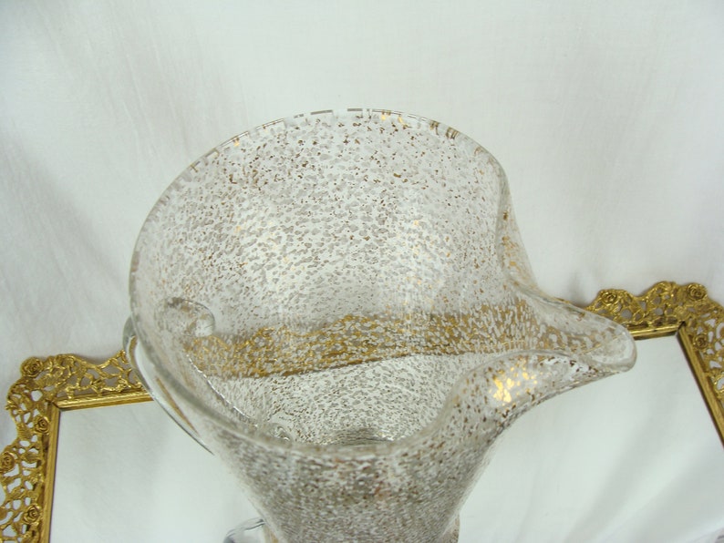 Vintage Gold Splatter Glass Pitcher Mid Century Barware 60s Large ...