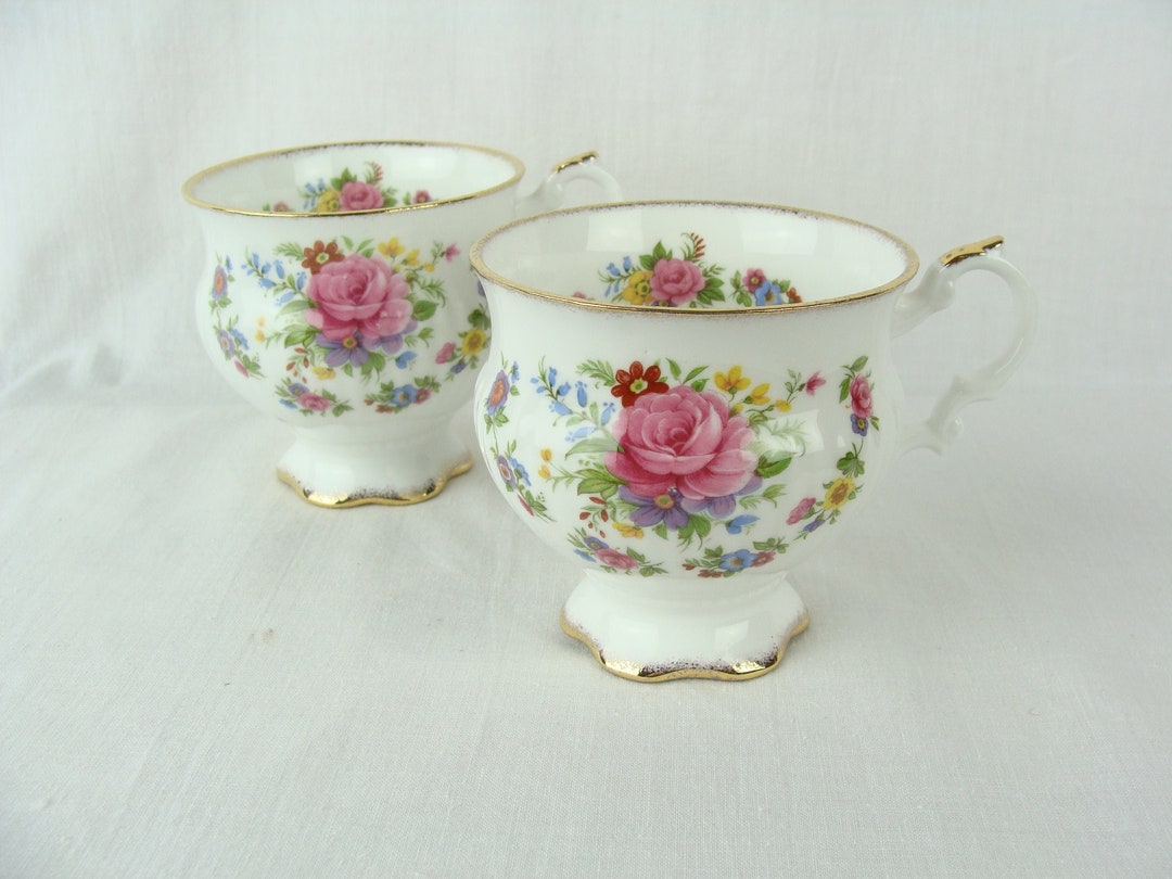 Vintage Tea Cups 60s Floral Elizabethan Hand Decorated Fine - Etsy
