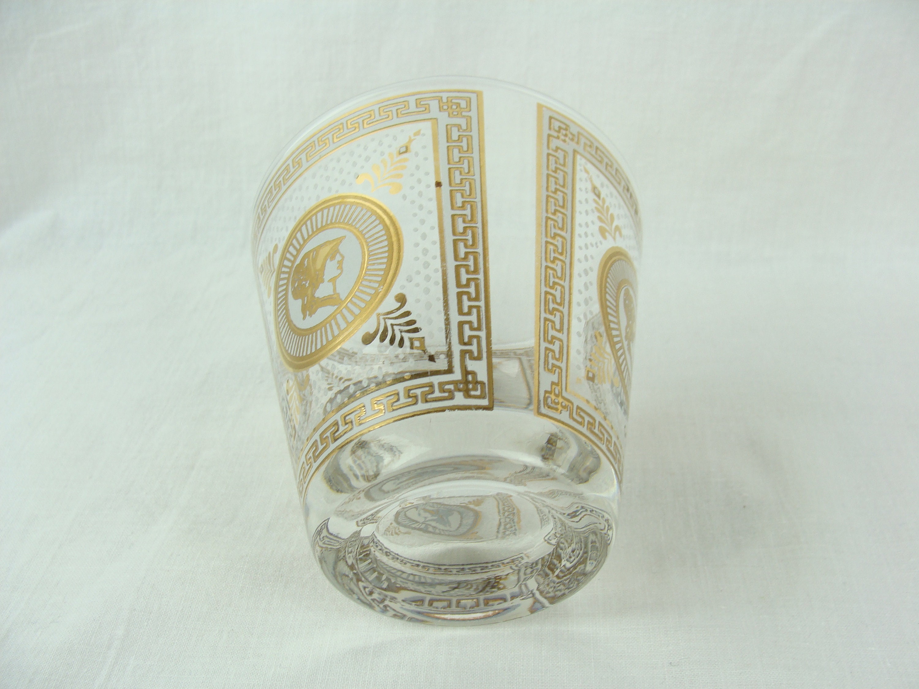 Vintage Greek Rocks Glass 60s Metallic Gold Mid Century Greek Key Coin ...