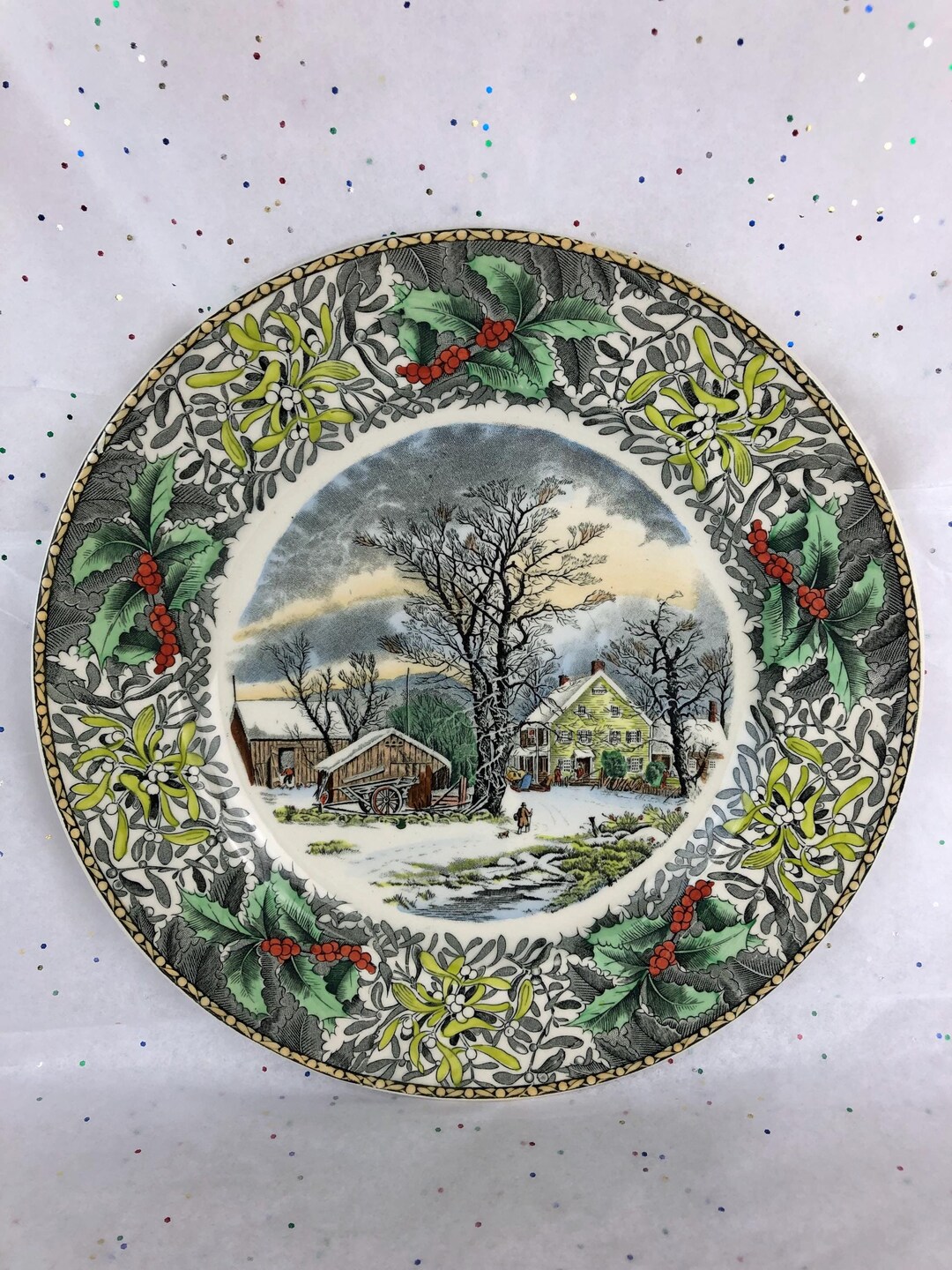 Vintage Christmas Plate Adams England Winter Scenes in the Country A ...