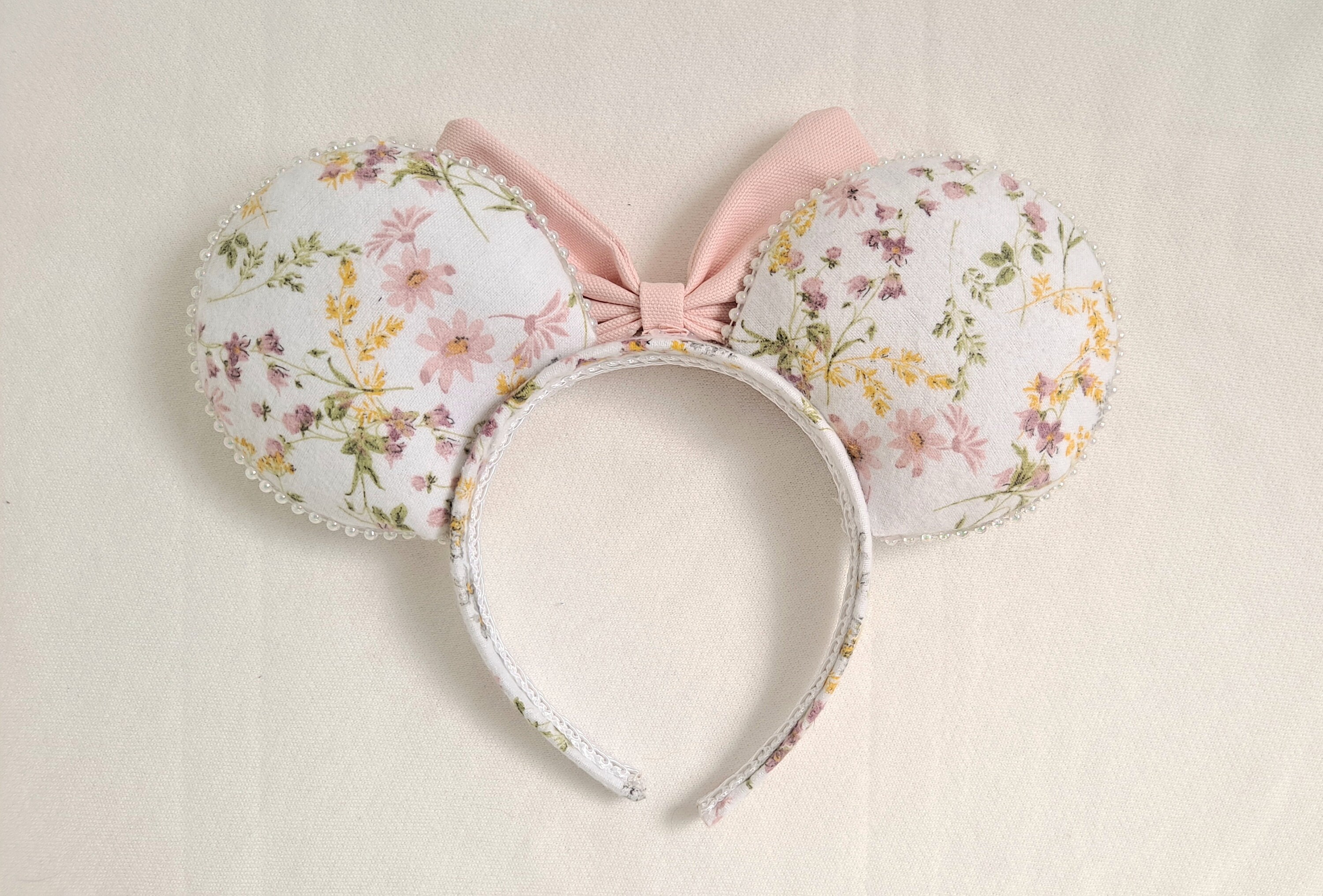 Pretty and Dainty Pink Floral Mouse Ears - Etsy