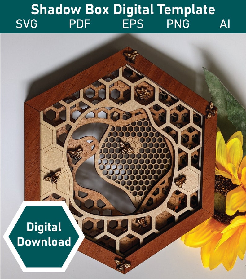 3D Layered Wood Art Bee Hive SVG / Honey Bee 3d Laser Cut SVG / Honey ...