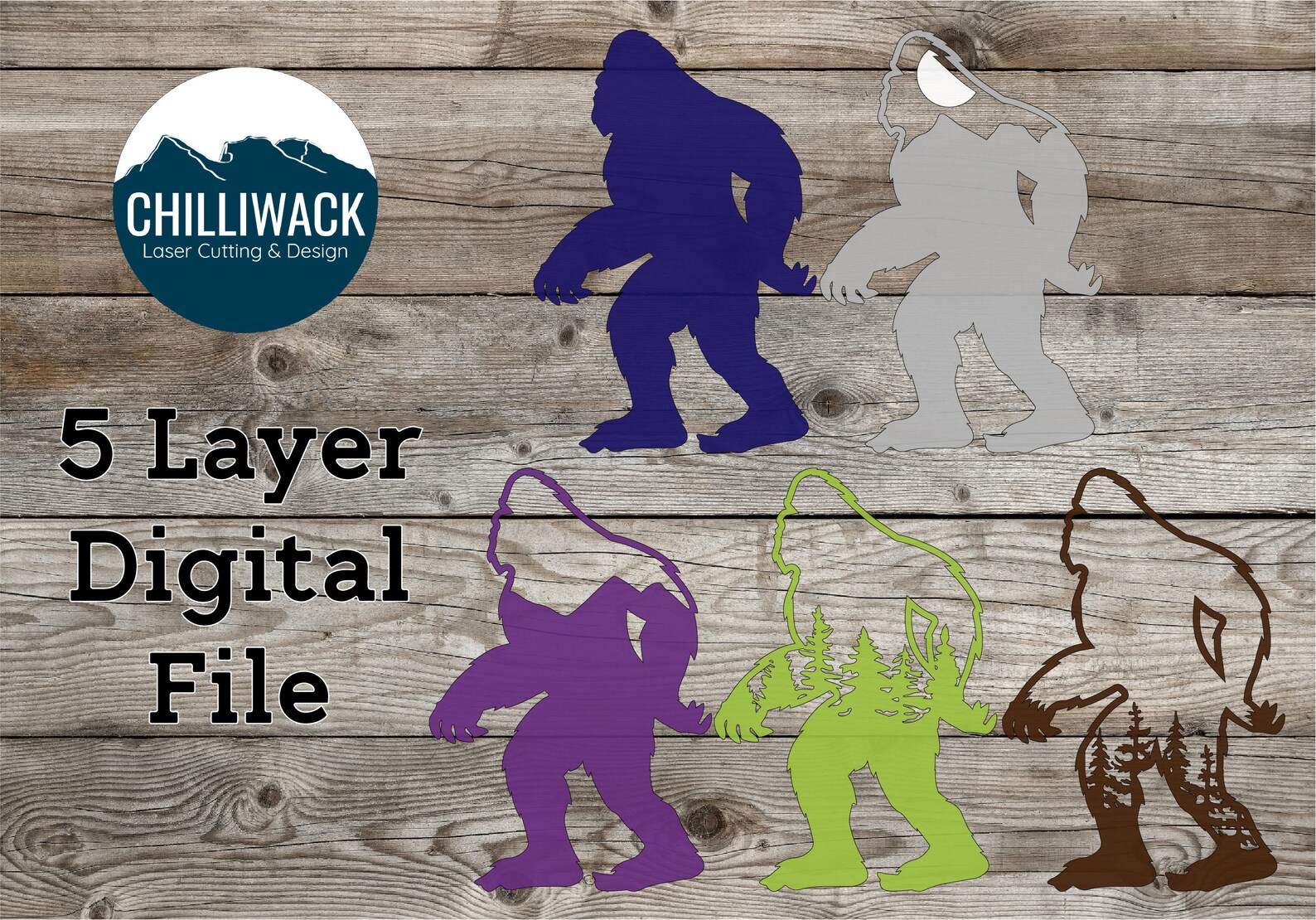 3D Layered Sasquatch SVG / Bigfoot 3d Laser Cut SVG / Sasquatch Layered ...