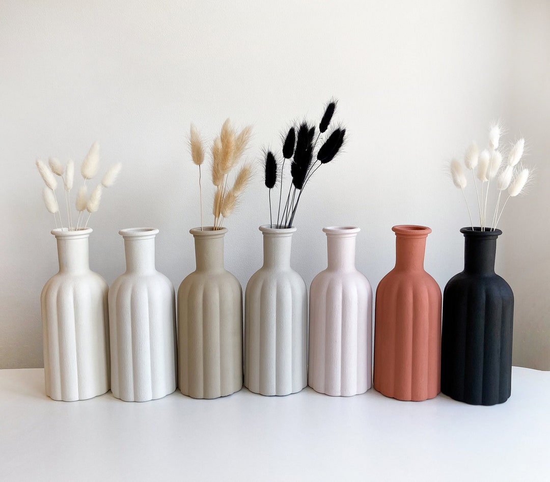 Matte Textured Hand Painted Vases | Ceramic Effect | Vase for Dried ...