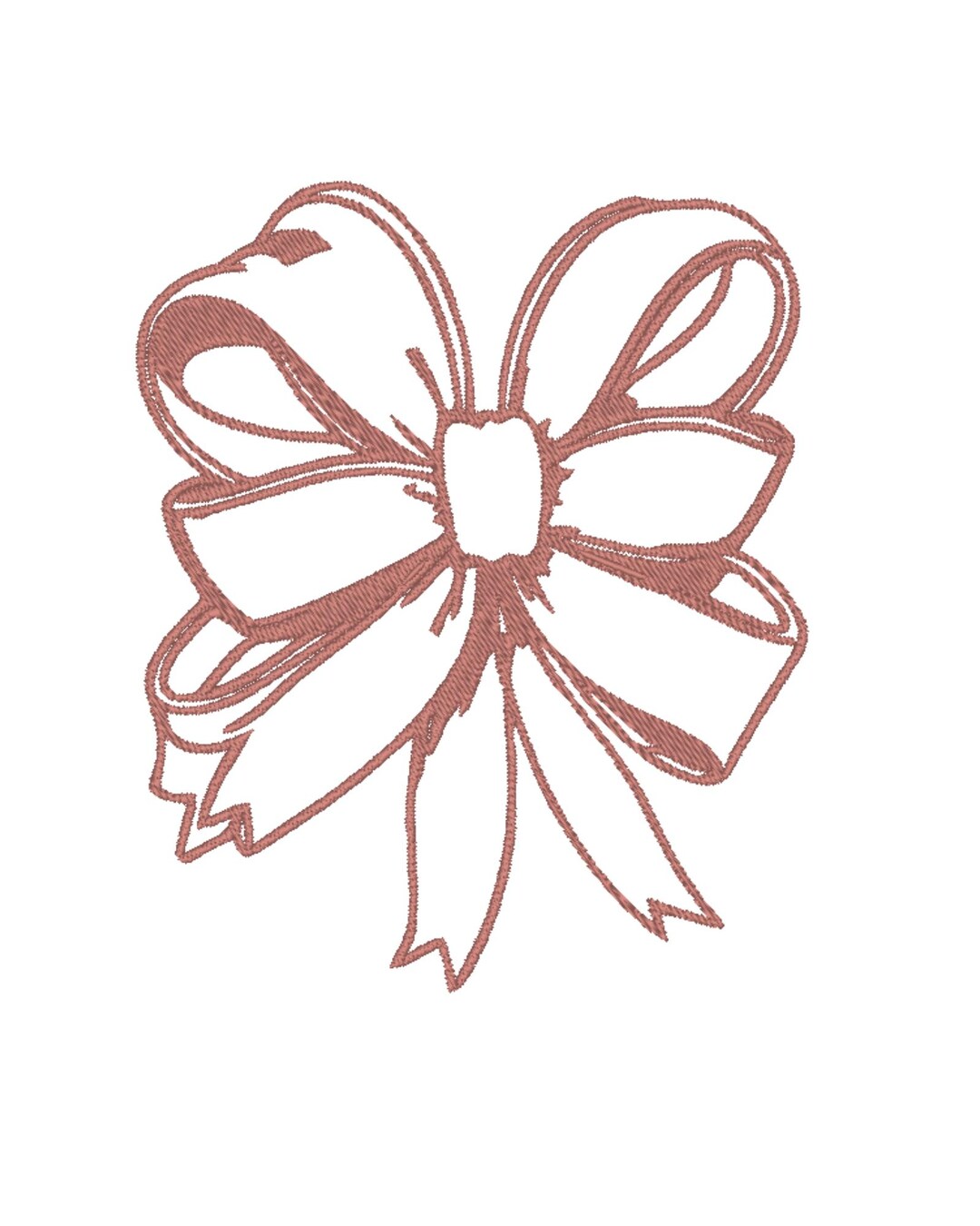 Big Soft Double Pink Ribbon Bow Applique Fill Stitch Machine Embroidery ...