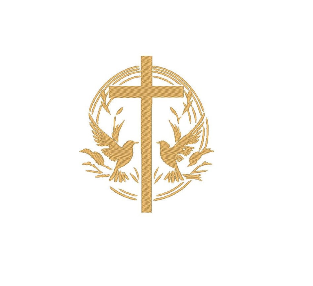 Gold Cross With Doves Embroidery Design (digital Download) - Etsy