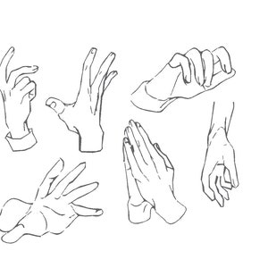 Stylized Hands Bundle 6 Designs 3 Sizes Line Art Drawing One Line ...