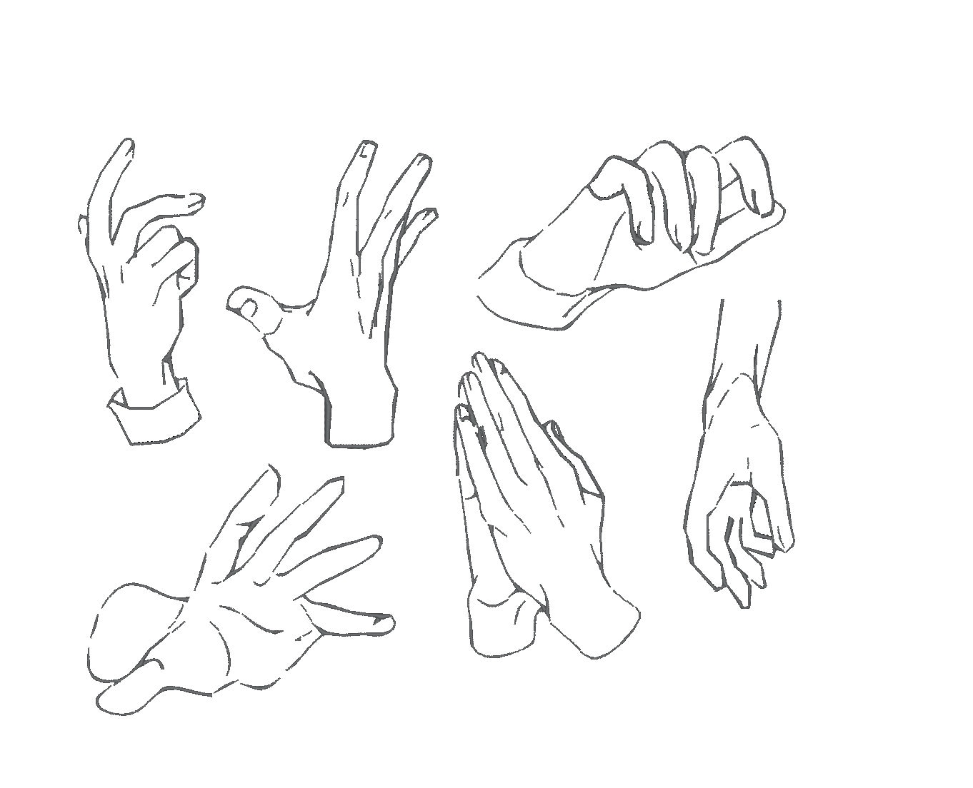 Stylized Hands Bundle 6 Designs 3 Sizes Line Art Drawing One Line ...