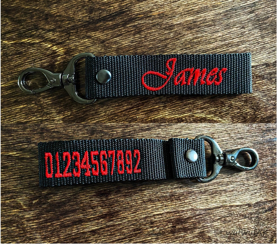 Lovely Gift Keychain With Name and Phone Number Personalized Embroidery ...