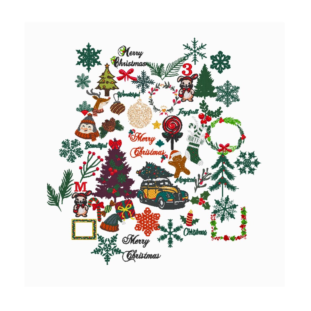 88 Christmas Designs BUNDLE up to 5 Sizes Digital Machine Embroidery ...