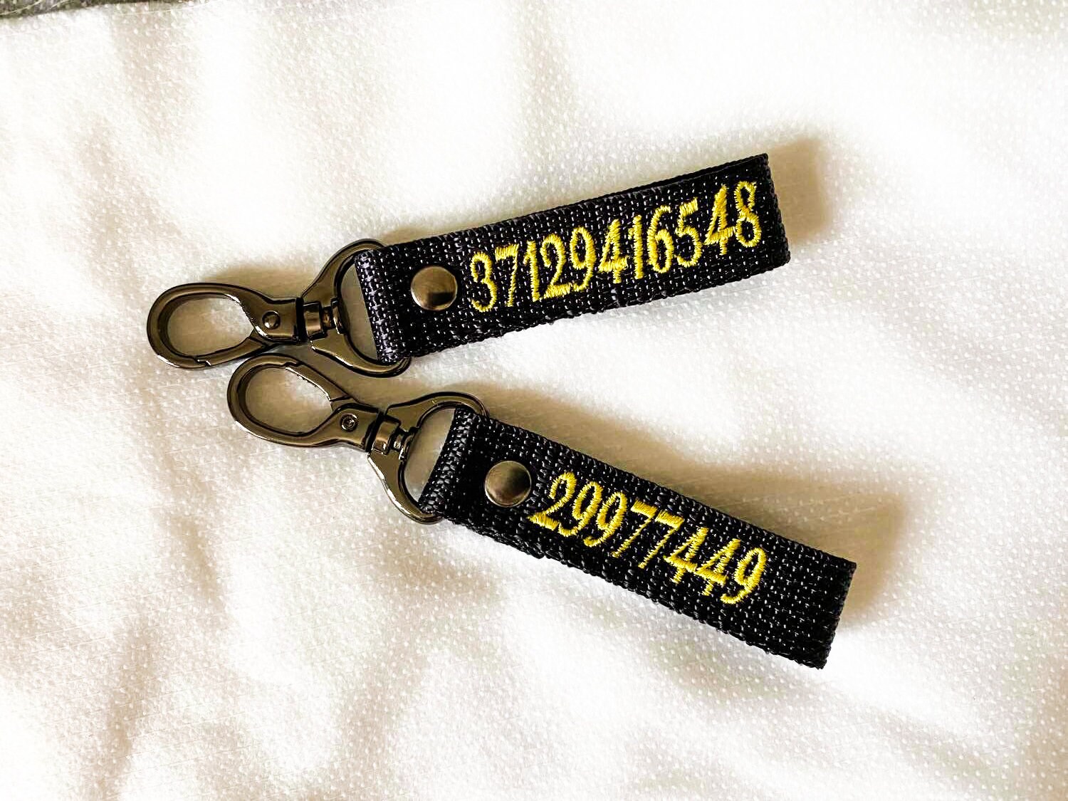 Safety Keyring With Phone Number Tag Keychain Personalized Embroidered ...