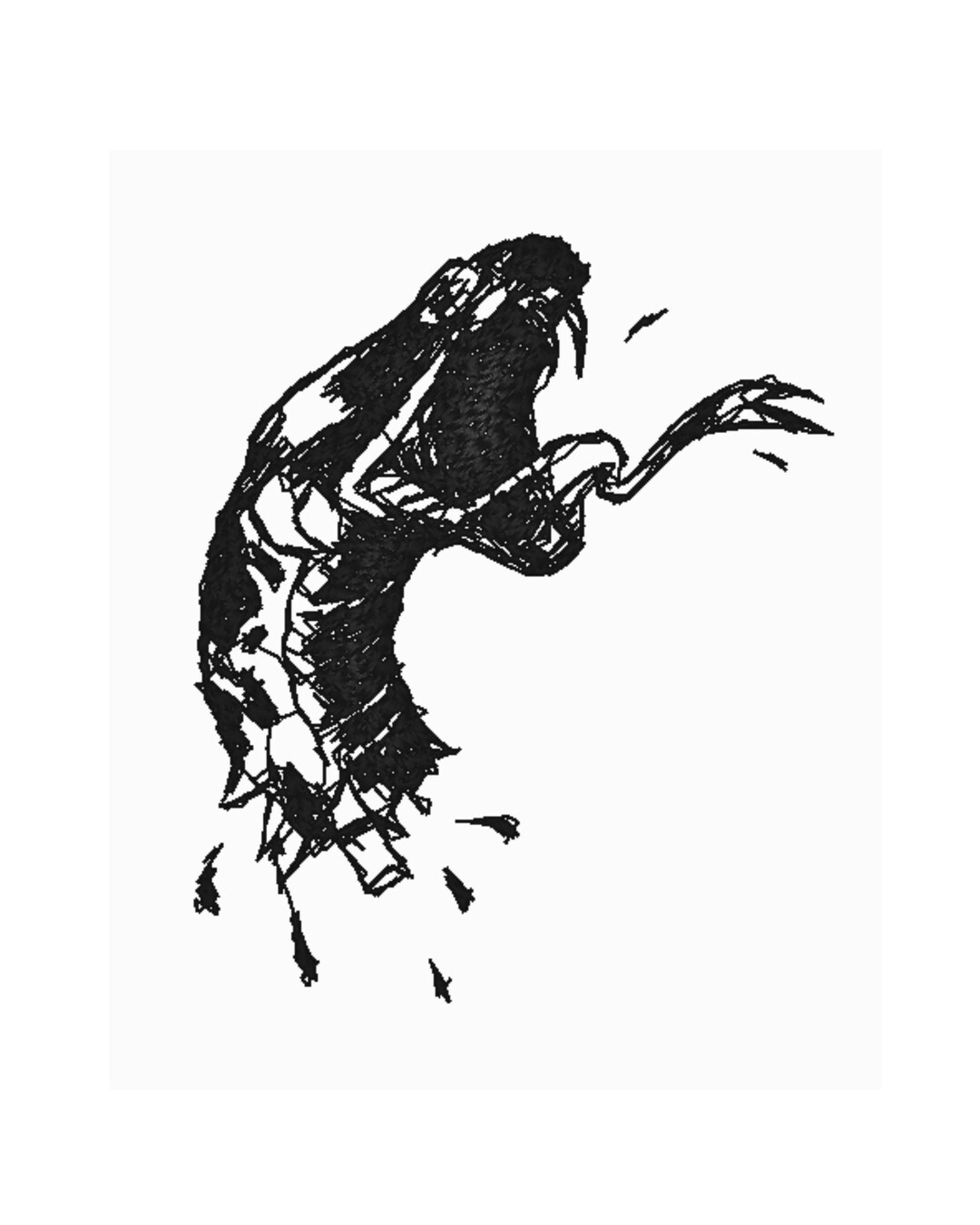 Snake Biting Abstract Line Art Drawing Machine Embroidery Design Black ...