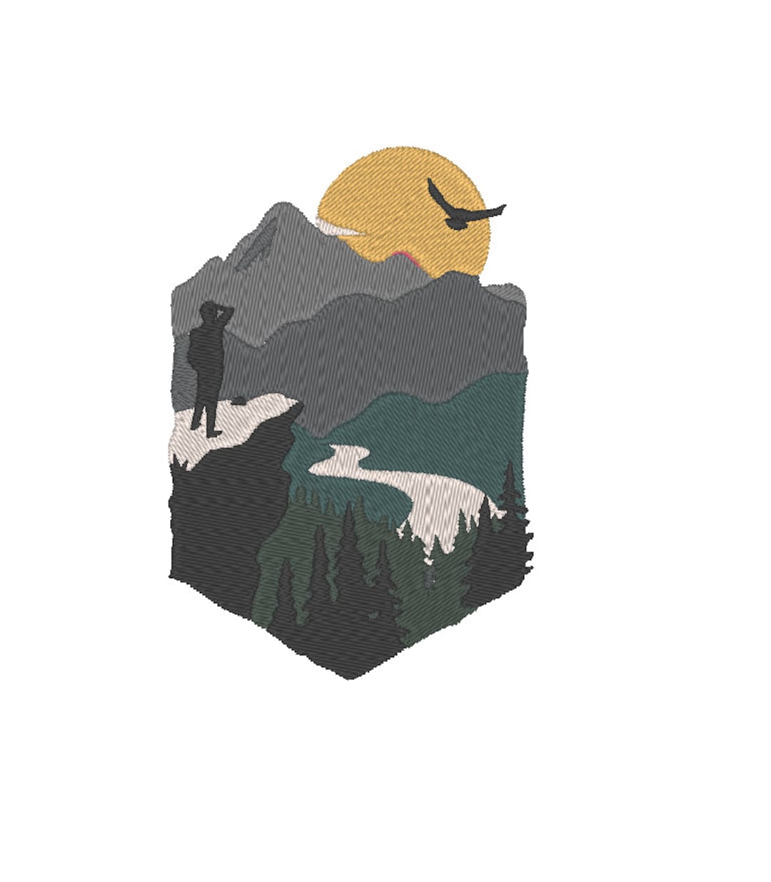 Hiking in the Hills Mountains Tree Forest Machine Embroidery Digital ...