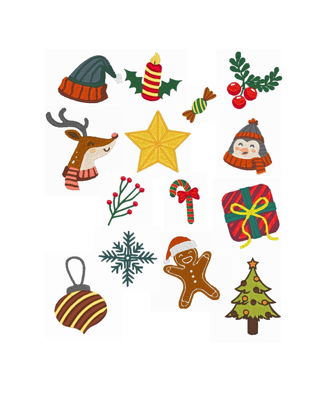 14 TINY Mini Christmas Icons 5 Sizes Bundle Digital Machine Embroidery ...