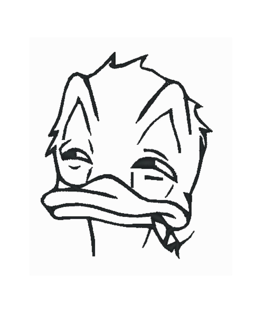 Duck Smoking Cartoon Line Art Drawing Machine Embroidery Design Black ...