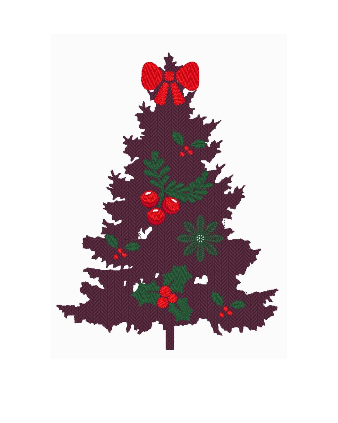 Christmas Tree With Lights Mistletoe Icons Digital Machine Embroidery ...