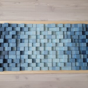 Blue Gradient Wood Wall Art Decor, Mosaic Sound Diffuser, Large Wood ...