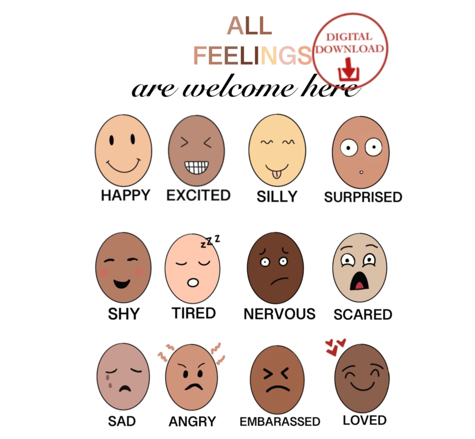 All Feelings Are Welcome Here DIGITAL Downloadpsychologyart Therapy ...