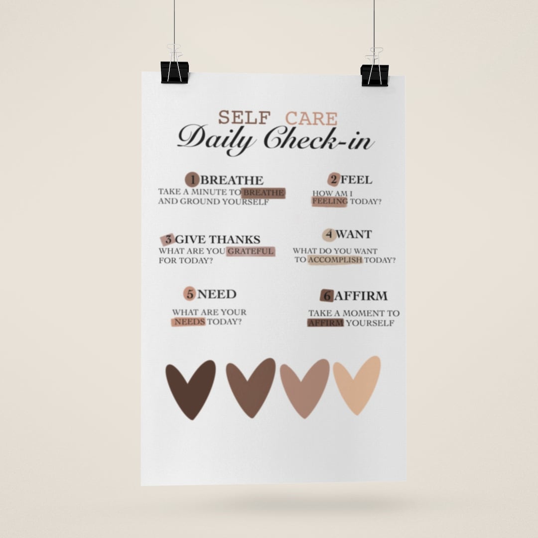Self-care Daily Check-in DIGITAL Download|psychology Art | Therapy ...