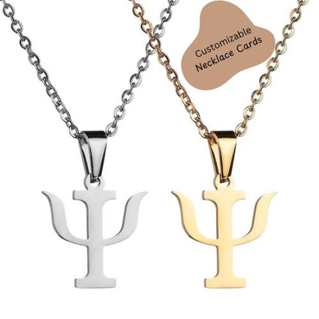 Psychology PSI Symbol Necklace in Gold & Silver Stainless Steel ...