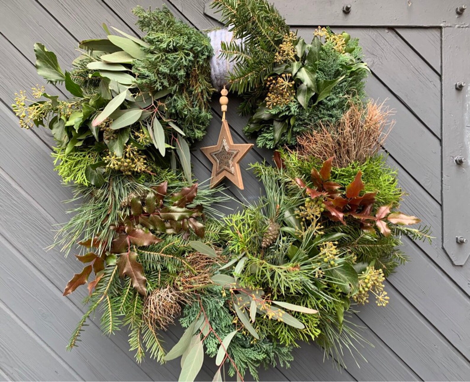 Liebevoll gestalteter Türkranz, Winterkranz, Adventskranz - Etsy.de